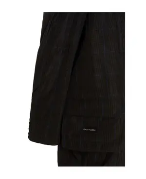 Balenciaga Checked Single-breasted Coat - Black