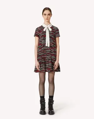 Red Valentino Star Printed Mini Dress With Collar And Tie