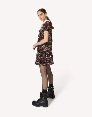 Red Valentino Star Printed Mini Dress With Collar And Tie