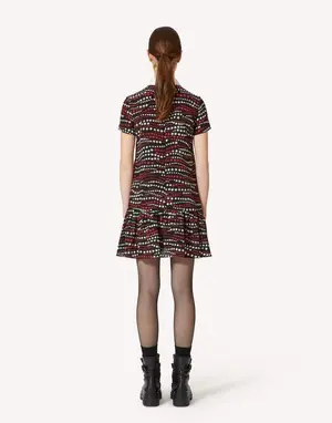 Red Valentino Star Printed Mini Dress With Collar And Tie