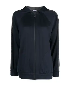 Brunello Cucinelli Embellished Zip Hoodie - Black