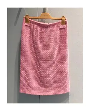 Miu Miu Textured Tweed Skirt - Pink
