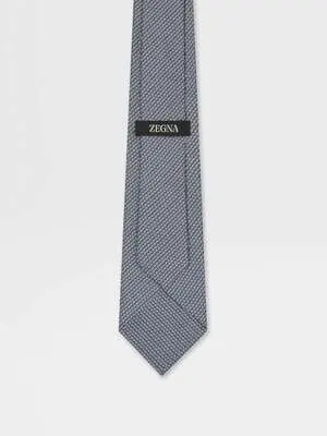 Zegna Silk Geometric Jacquard Tie - Light Blue