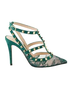 Valentino Garavani Rockstud Lace Court Pumps