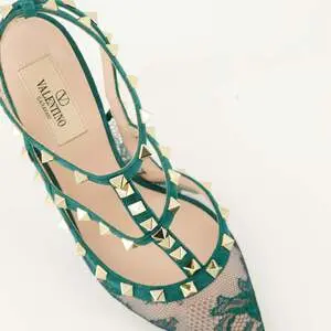 Valentino Garavani Rockstud Lace Court Pumps