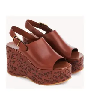 Chloé Maxime Wedge Sandals - Ginger Brown