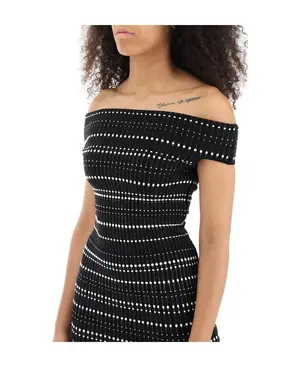 Alexander McQueen Off-shoulder Knitted Mini Dress