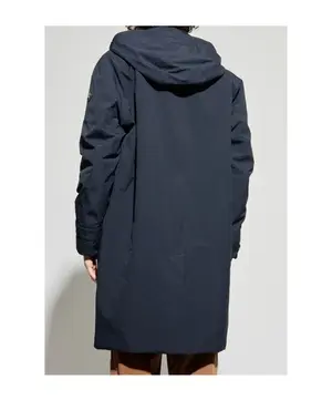 Moncler Hooded Zip-up Coat - Navy Blue