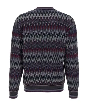 Missoni Crew Neck Sweater With 3d Jagged Pattern - Black