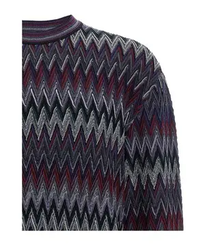 Missoni Crew Neck Sweater With 3d Jagged Pattern - Black