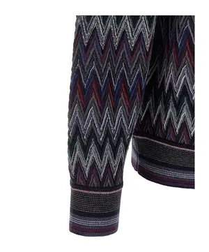 Missoni Crew Neck Sweater With 3d Jagged Pattern - Black