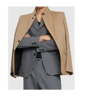 Comme Des Garçons Wool Double Blazer - Gray