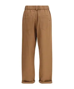 Brunello Cucinelli Elasticated High-rise Pleated Trousers - Brown