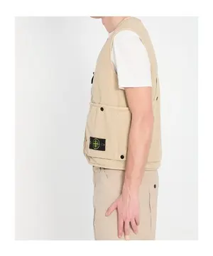 Stone Island Oversized Logo Patch Vest - Sand