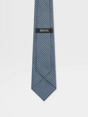 Zegna Geometric Jacquard Neck Tie - Light Blue
