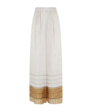 ALYSI Wide-leg Striped Trousers - White