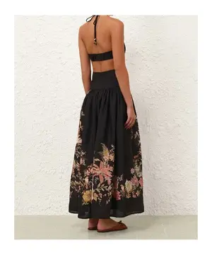 Zimmermann Tallow Halterneck Floral Print Maxi Dress