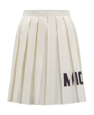Moncler Pleated Taffeta Skirt With Logo Print - White