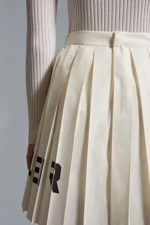 Moncler Pleated Taffeta Skirt With Logo Print