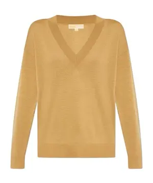 Michael Kors V-neck Logo Jumper - Yellow