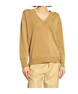 Michael Kors V-neck Logo Jumper - Yellow