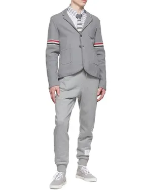 Thom Browne Rwb Stripe Track Pants - Light Gray