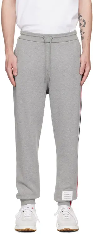 Thom Browne Rwb Stripe Track Pants - Light Gray