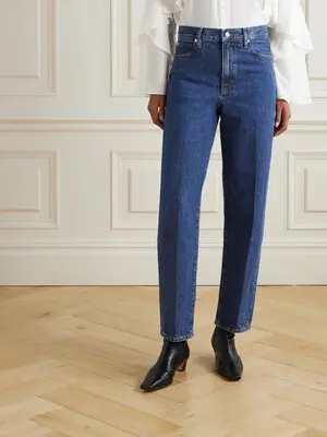 FRAME Button Detailed Straight Leg Jeans - Blue