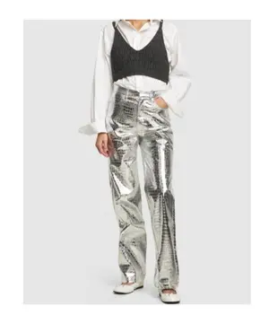 ROTATE BY BIRGER CHRISTENSEN Textured Metallic Viscose Pants