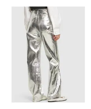 ROTATE BY BIRGER CHRISTENSEN Textured Metallic Viscose Pants