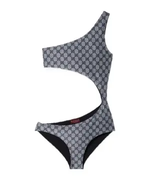 Gucci Gucci Asymmetrical Cut-Out One-Piece Swimsuit Gray