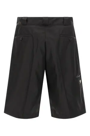 Prada Logo Plaque Bermuda Shorts - Black