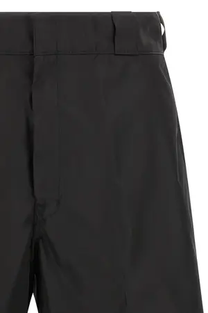 Prada Logo Plaque Bermuda Shorts - Black