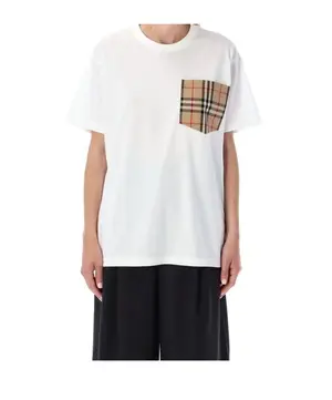 Burberry Checked Pocket Crewneck T-shirt - White