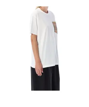 Burberry Checked Pocket Crewneck T-shirt - White