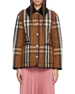 Burberry Checked Diamond-quilted Fitted Jacket