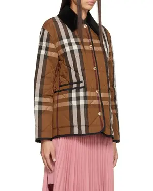 Burberry Checked Diamond-quilted Fitted Jacket