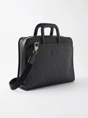 Gucci Gg Supreme Monogram Briefcase - Black
