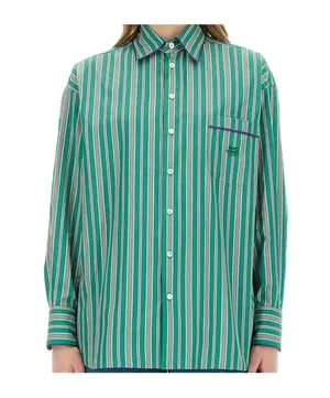 Etro Logo Embroidered Striped Shirt