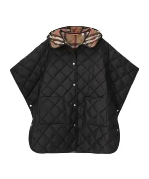 Burberry Quilted Hooded Cape - Black
