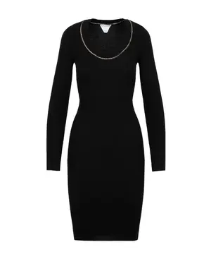 Bottega Veneta Chain Embellished Ribbed Knit Dress