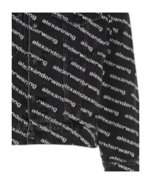 Alexander Wang Denim Coat With Logo Print - Black