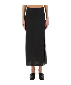 ALYSI Side-slit Midi Skirt