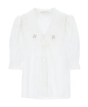 Alessandra Rich Embroidered Floral Blouse - White