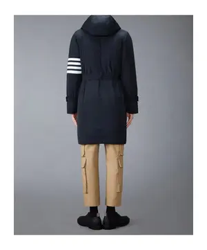 Thom Browne Belted Down Parka With Signature Stripes