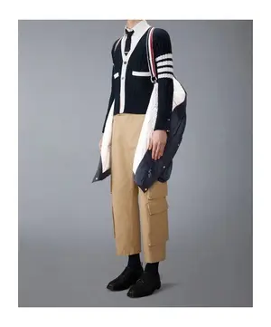 Thom Browne Belted Down Parka With Signature Stripes