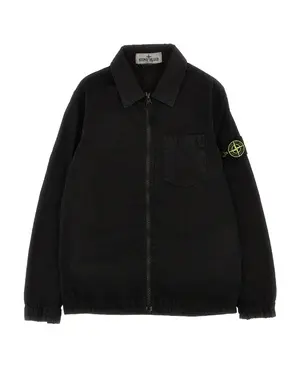 Stone Island Cotton Zip-up Shirt - Black