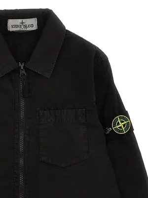 Stone Island Cotton Zip-up Shirt - Black