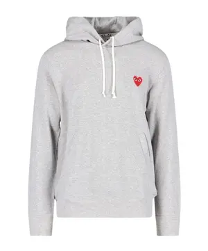 Comme Des Garçons Heart Patch Hoodie - White