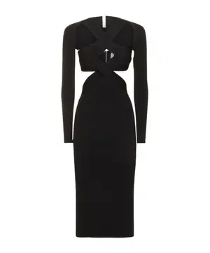 DION LEE Ribbed Cut-out Long Sleeve Dress